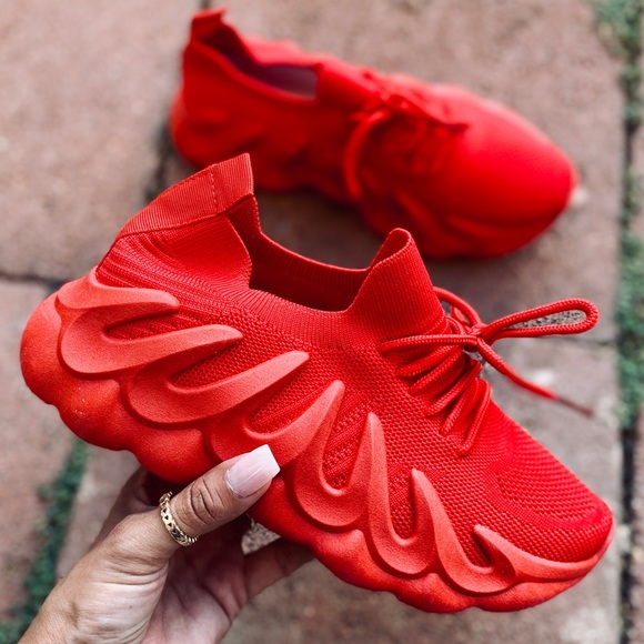 Shoes | Amazing Hot Red Chunky Sole Sneakers | Poshmark